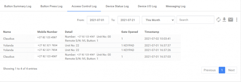 Access Control Log | Accentronix