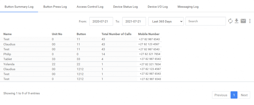 Button Summary Log | Accentronix
