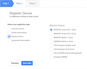 Register device - Application Based - Electric Fence | Accentronix